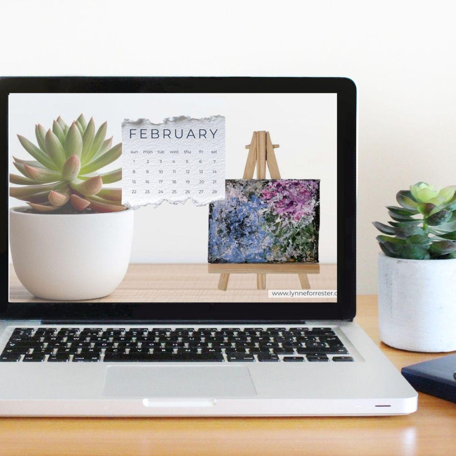 February 2026 Floral Art Calendar Wallpaper for Desktop, Laptop and ...