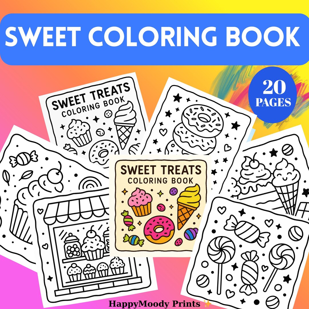 Kawaii Sweet Treats Coloring Book – 20 Dessert Pages (8×8 PDF | Instant ...