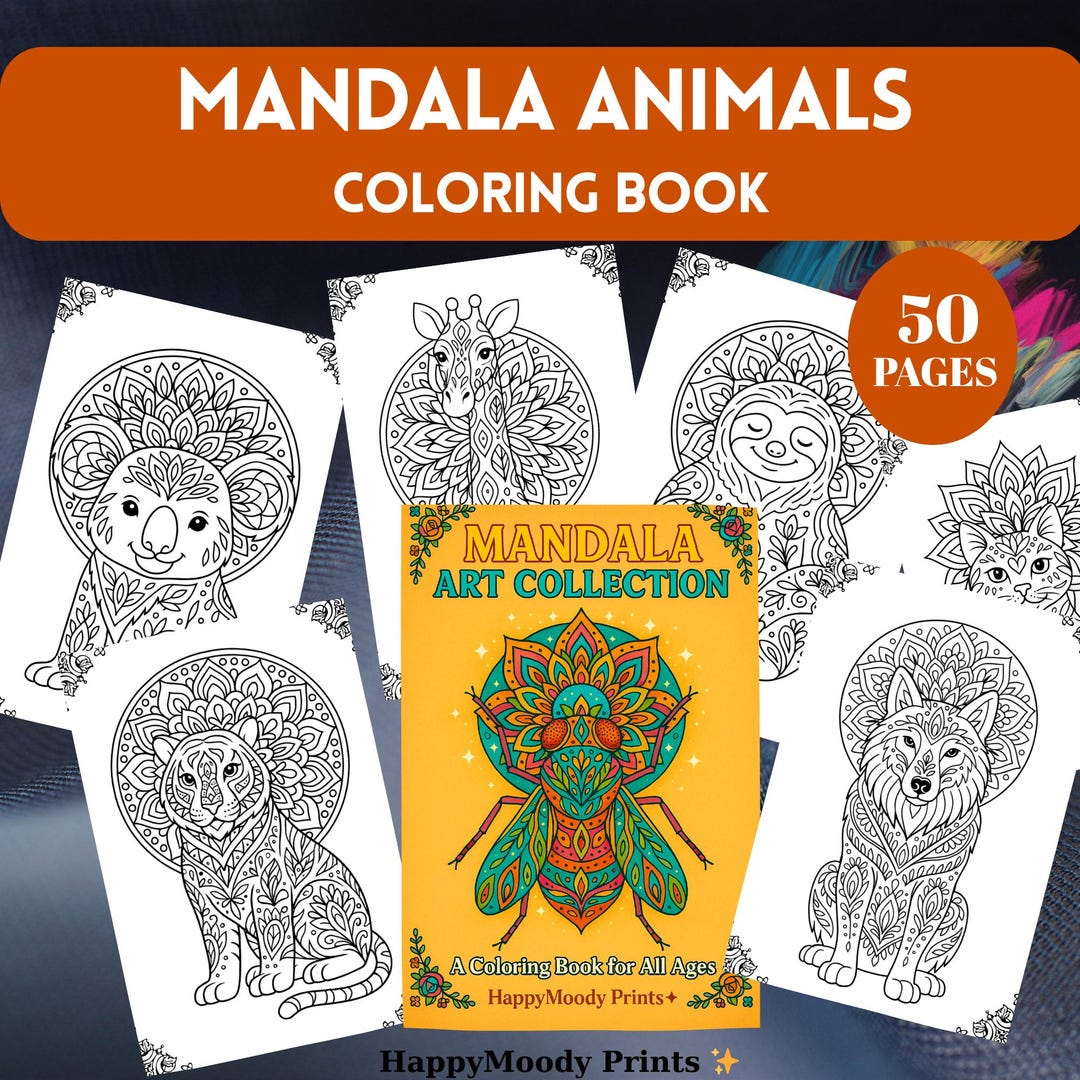 Chibi Animals – Kawaii Mandala Coloring Book (50 Pages | A4 Letter PDF ...