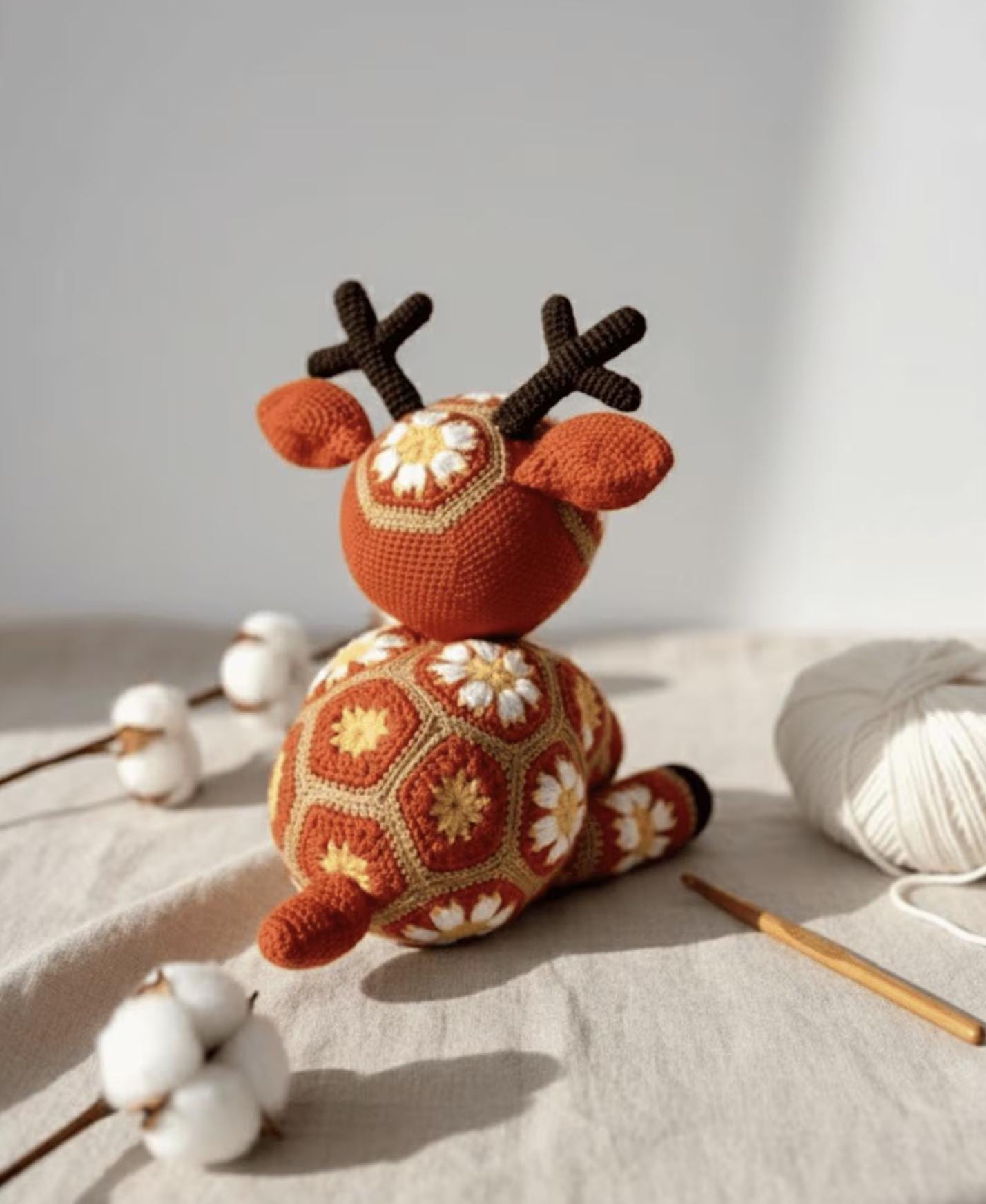 African Flower Reindeer Amigurumi Pattern, Christmas Crochet Toy PDF ...
