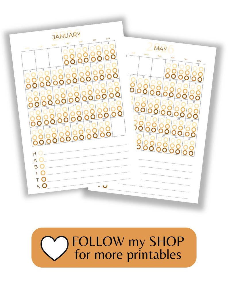 Monthly Habit Tracker Printable | Undated | Track up to 6 Habits | A4 ...