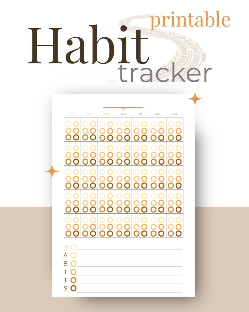 Monthly Habit Tracker Printable | Undated | Track up to 6 Habits | A4 ...