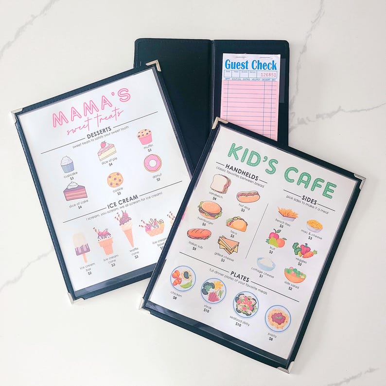 Kid Friendly Play Cafe Menus Set - Etsy
