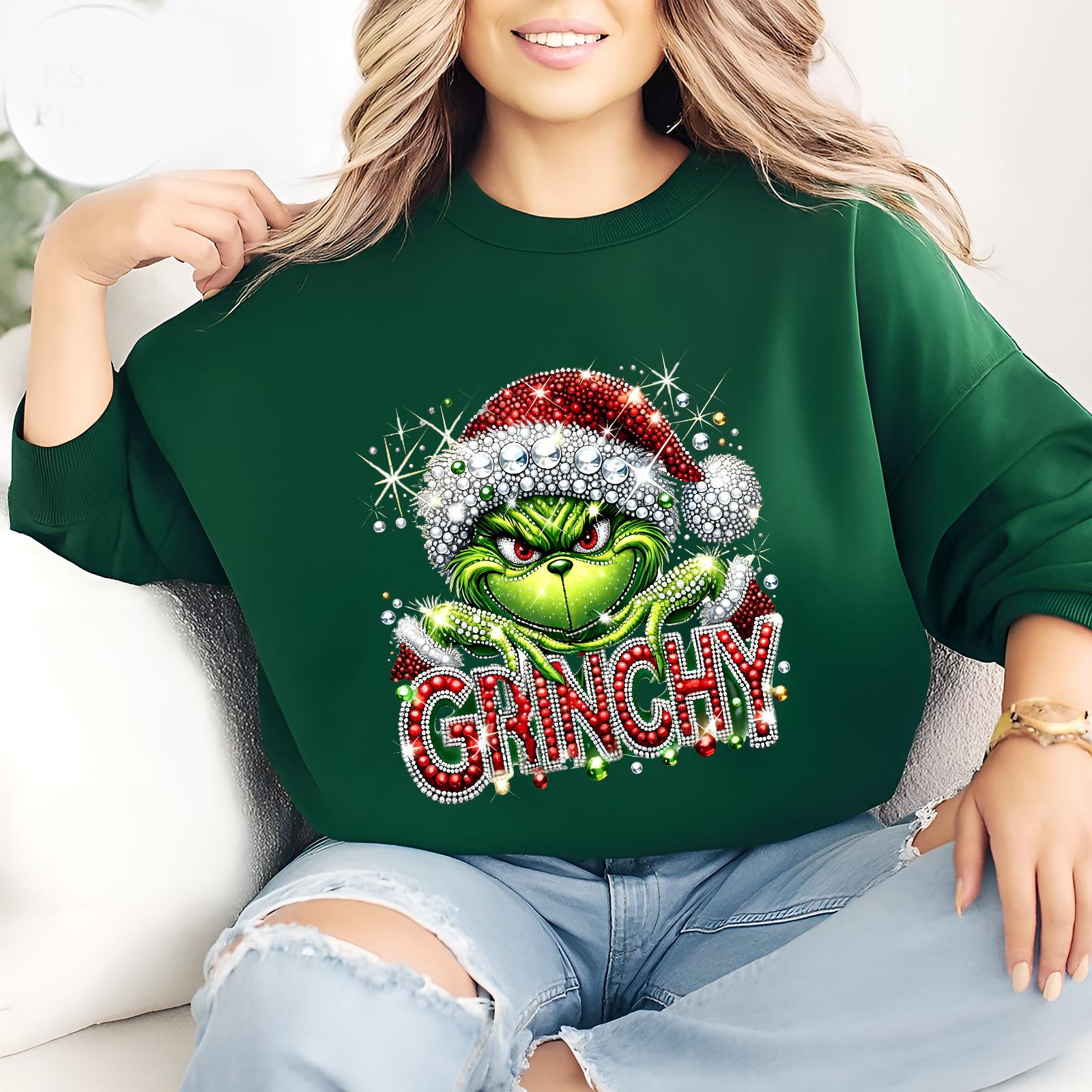 Grinchy Bling SVG PNG PDF | Christmas Rhinestone Look Sublimation ...