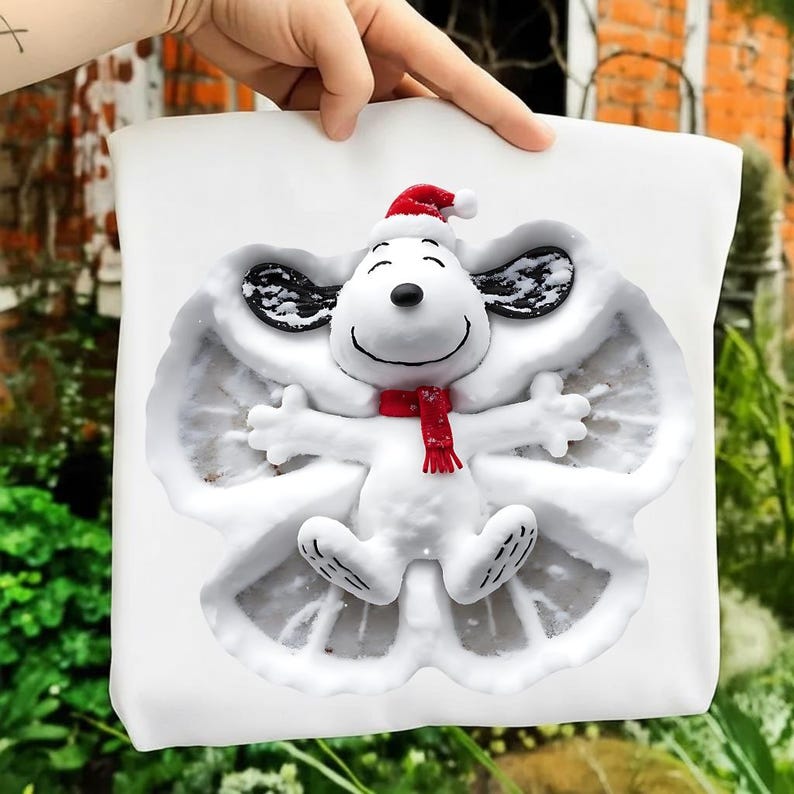 Snoopy Snow Angel SVG PNG DTF, Photorealistic Christmas Sublimation ...