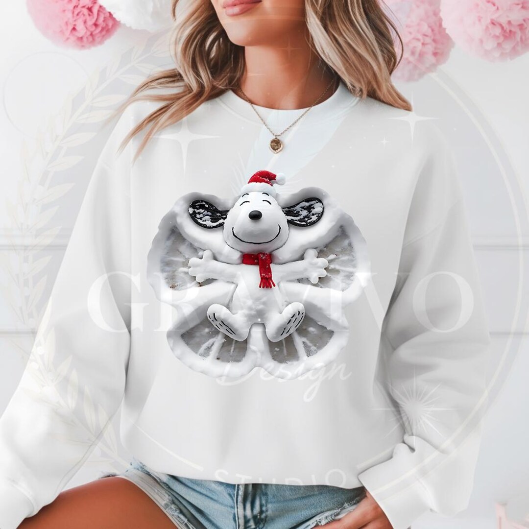 Snoopy Snow Angel SVG PNG DTF, Photorealistic Christmas Sublimation ...