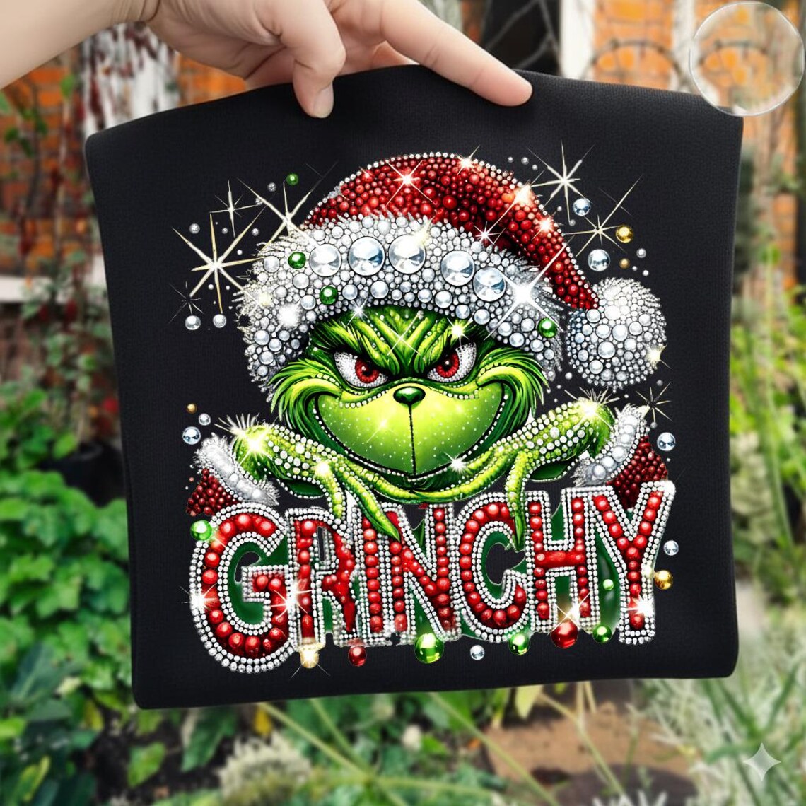 Grinchy Bling SVG PNG PDF | Christmas Rhinestone Look Sublimation ...