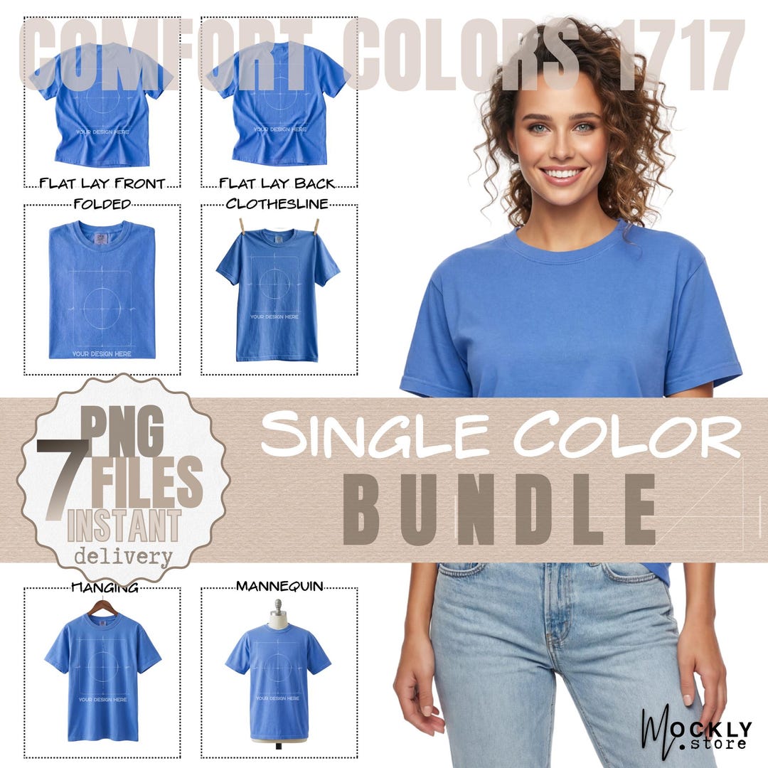 Comfort Colors T-shirt Mockup | 1717 Heavyweight Model | Flo Blue ...