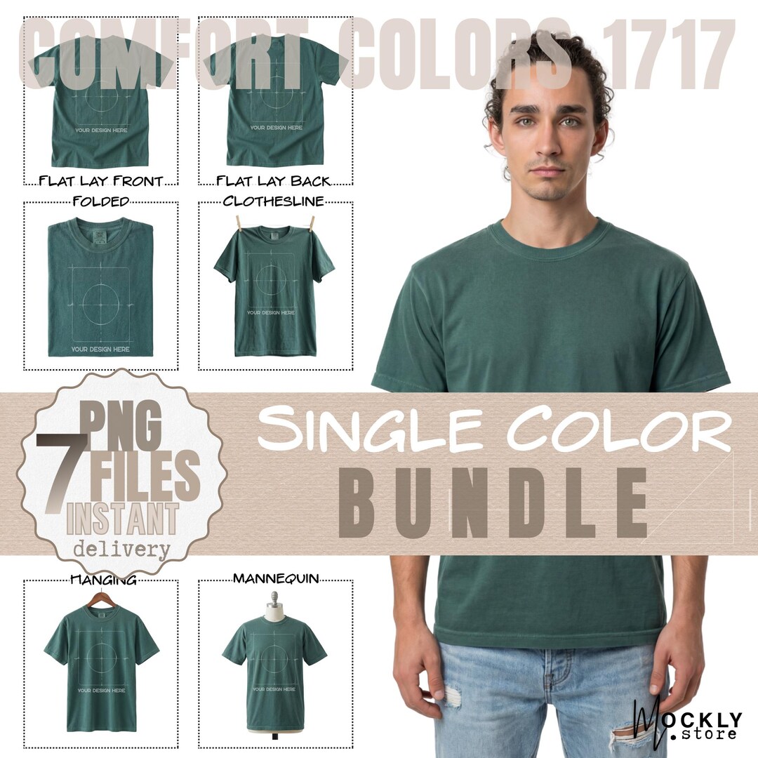 Comfort Colors T-shirt Mockup | 1717 Heavyweight Model | Blue Spruce ...