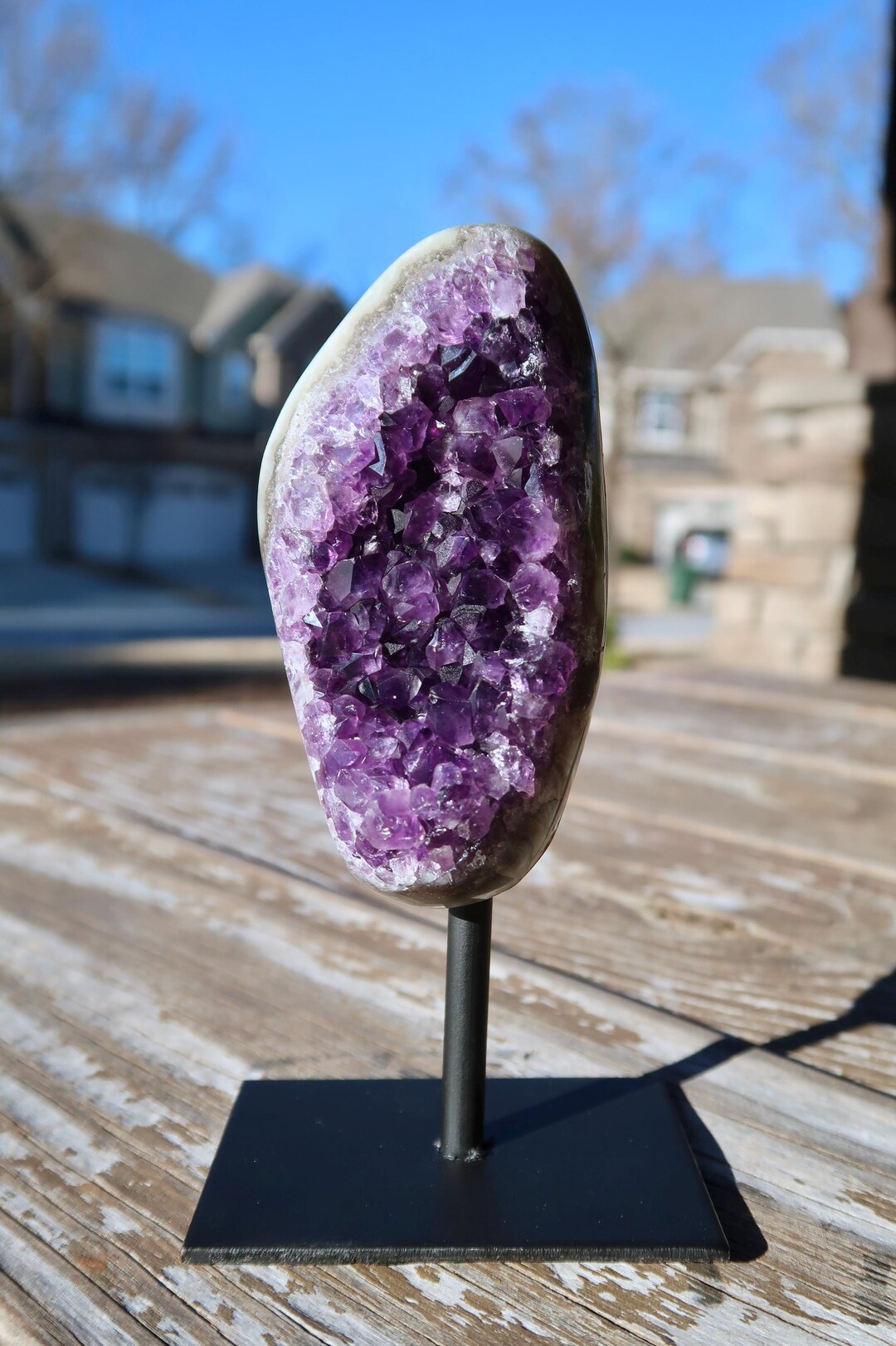 Amethyst on Stand From Brazil / Raw Amethyst Geode / Natural Crystal ...
