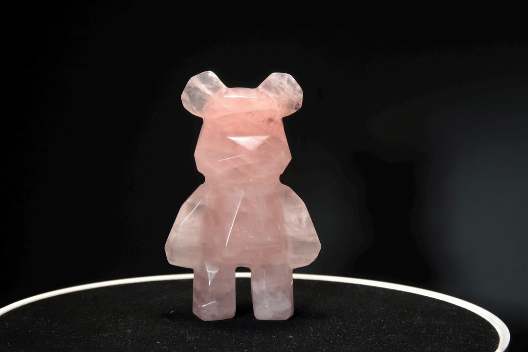 Rose Quartz Bearbrick / Pink Quartz Bear Brick Crystal Carving ...