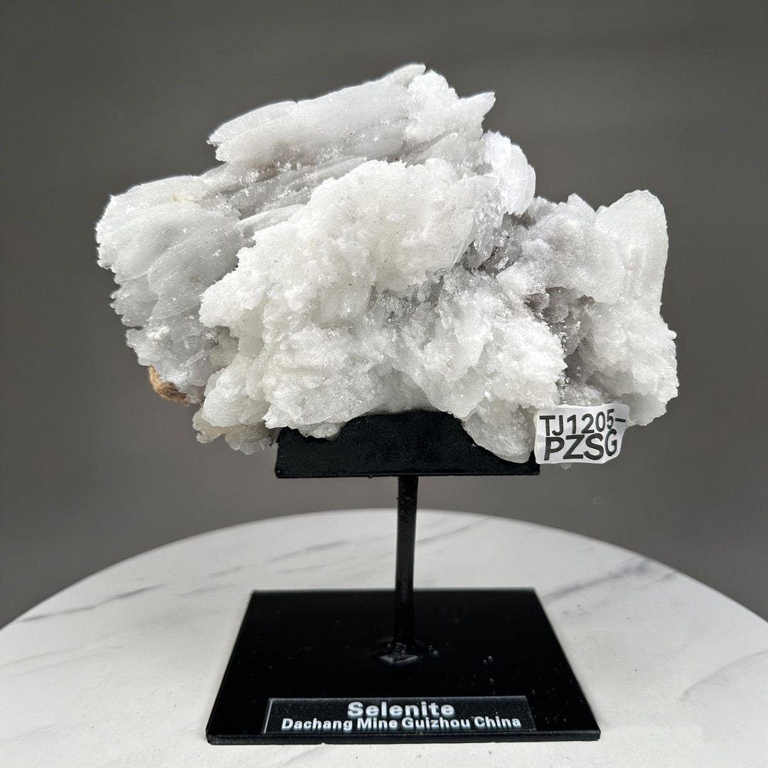 UV Angel Wing Selenite Raw Specimen on Stand / Natural Crystal Home ...