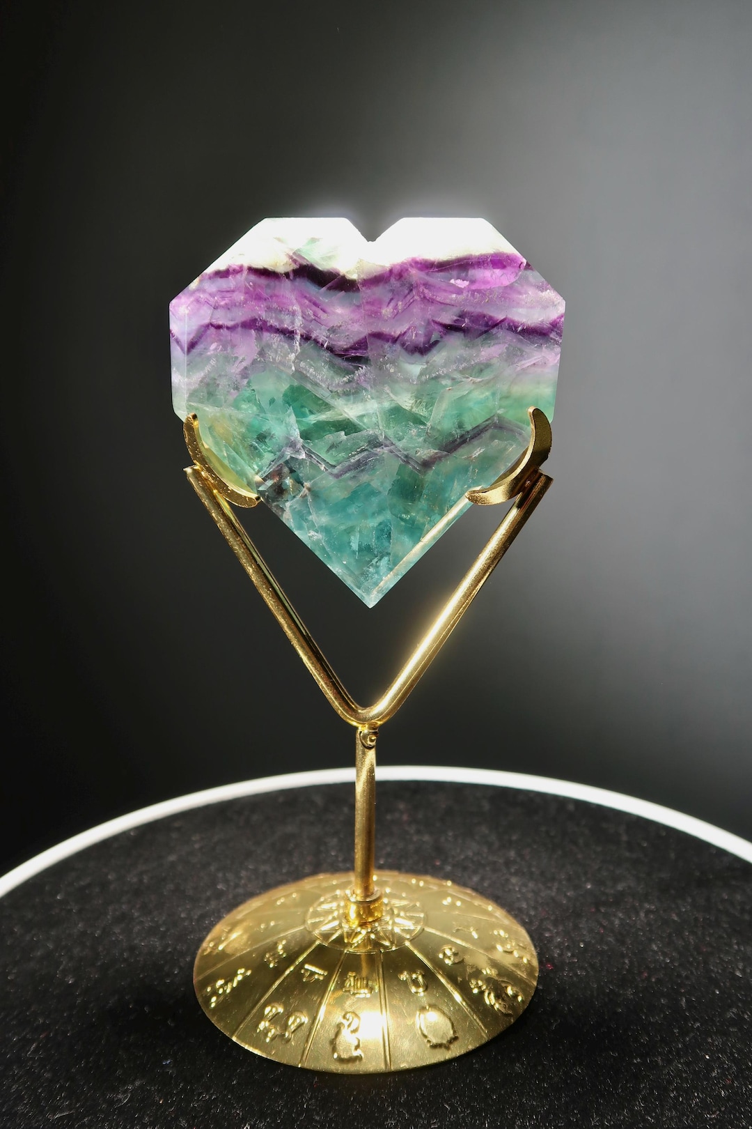 Candy Fluorite Slab With Stand / Natural Banded Crystal Carving ...