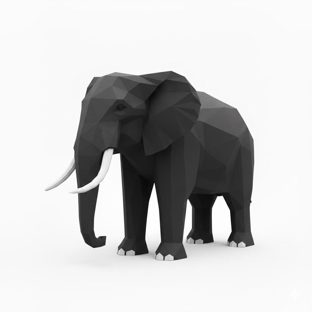 Elephant 3D Model : Low Poly Elephant STL File , Animals Statue Model ...