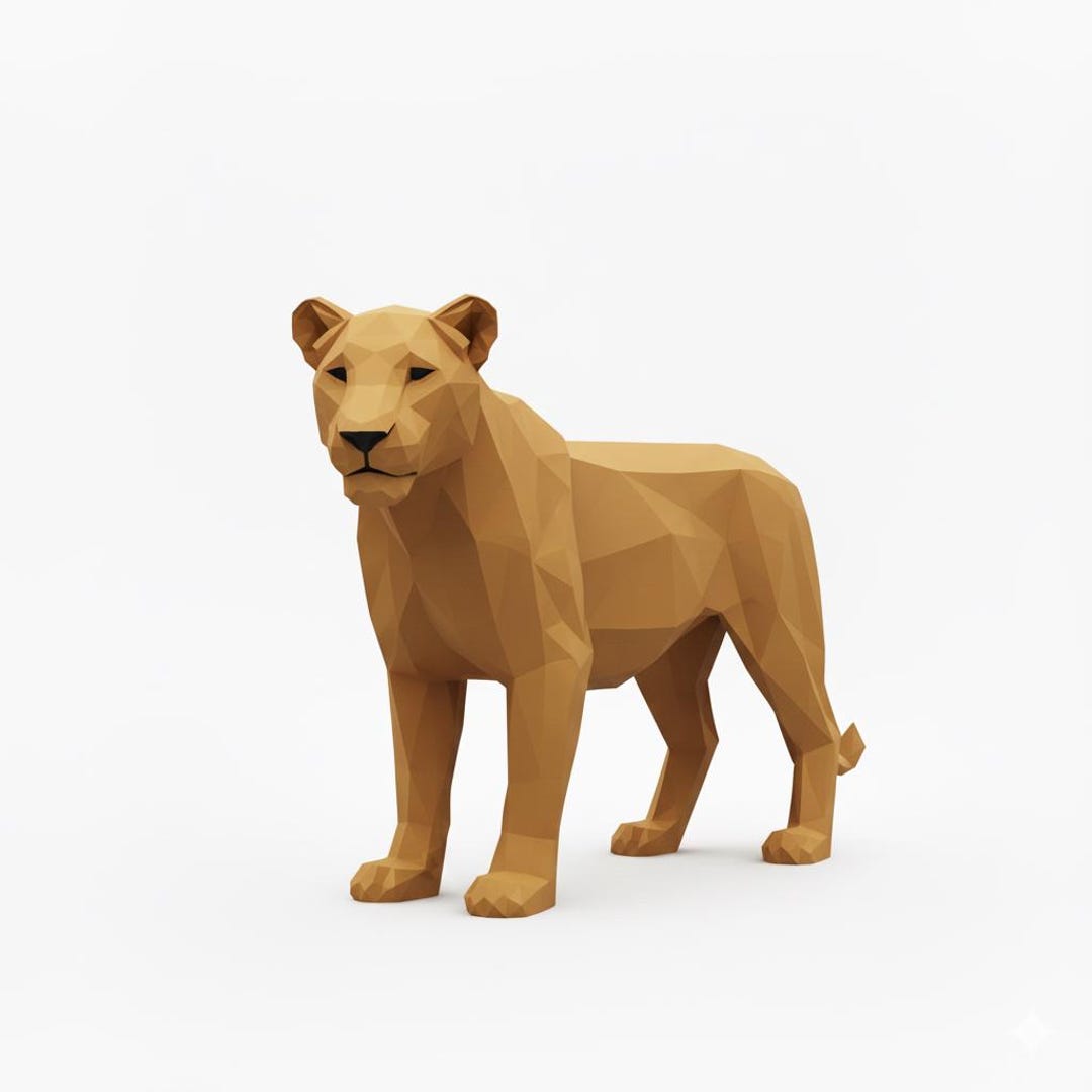 Lion 3D Model : Low Poly Lion STL File , Low Poly 3D Model , Low Poly ...