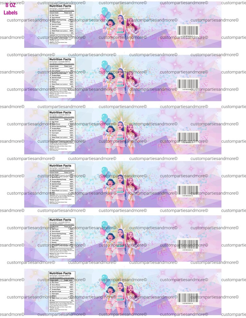 Kpop Demon Hunter Water Bottle Labels, Huntrix Party Decor (PDF) - Etsy