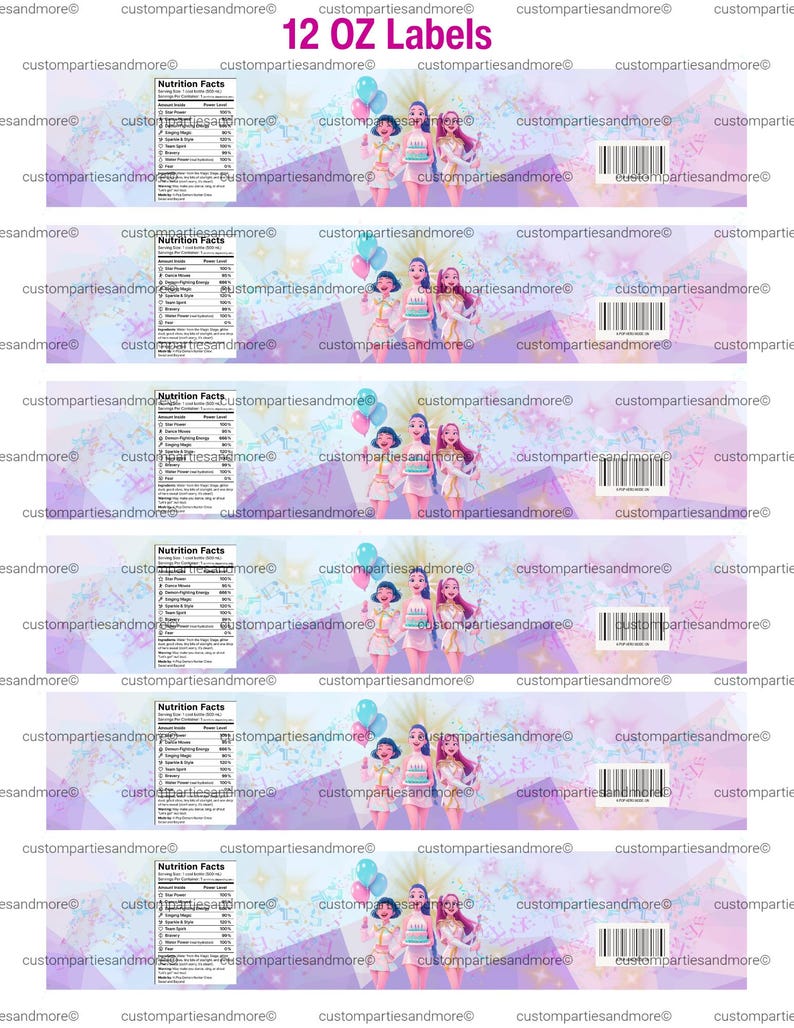 Kpop Demon Hunter Water Bottle Labels, Huntrix Party Decor (PDF) - Etsy