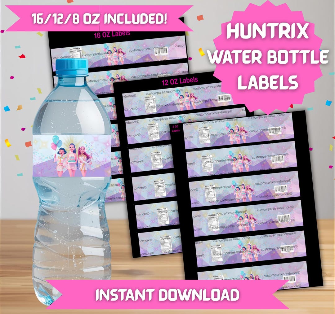 Kpop Demon Hunter Water Bottle Labels, Huntrix Party Decor (PDF) - Etsy