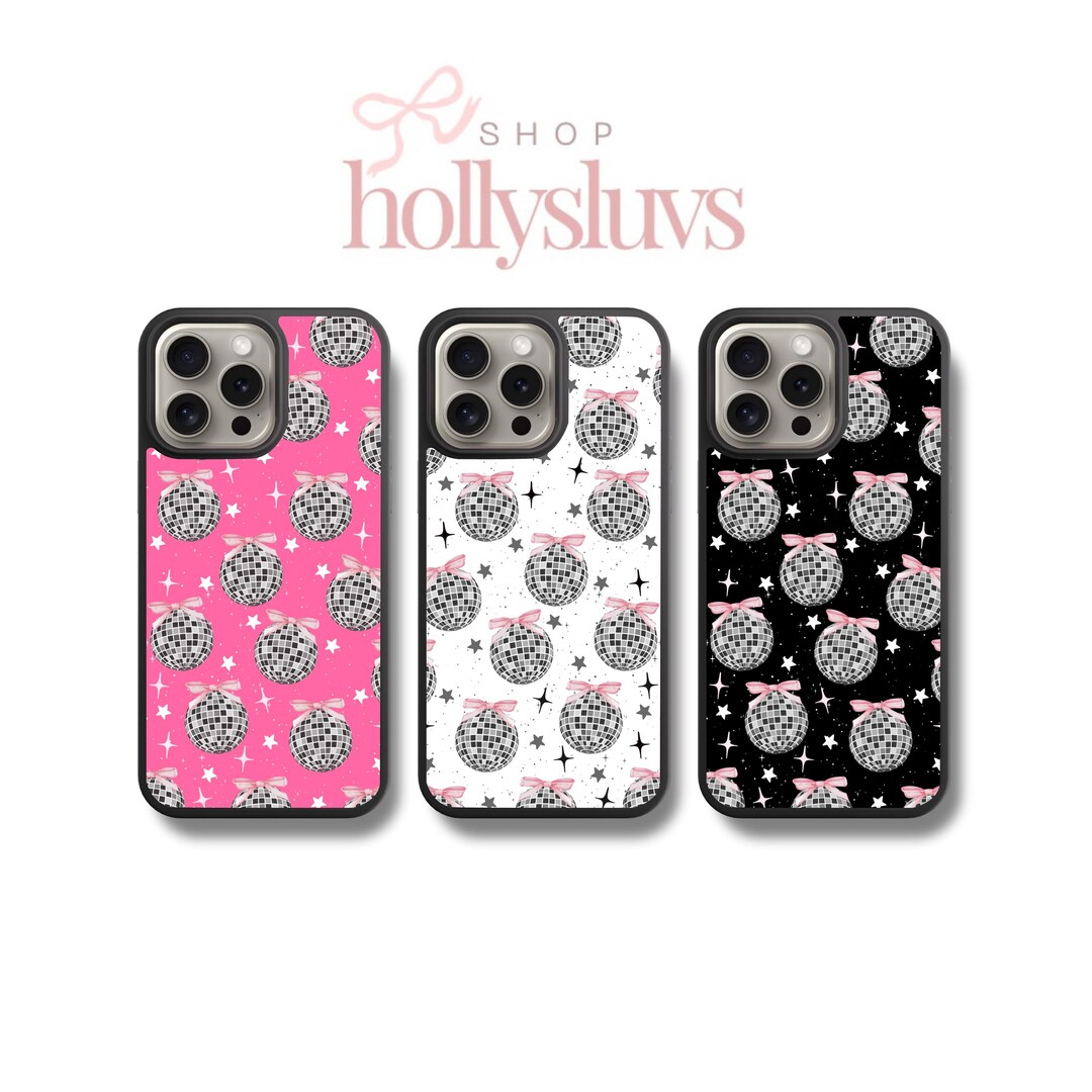 Pink Bow Mirrorball Phone Case, Girly Y2K iPhone & Android - Etsy