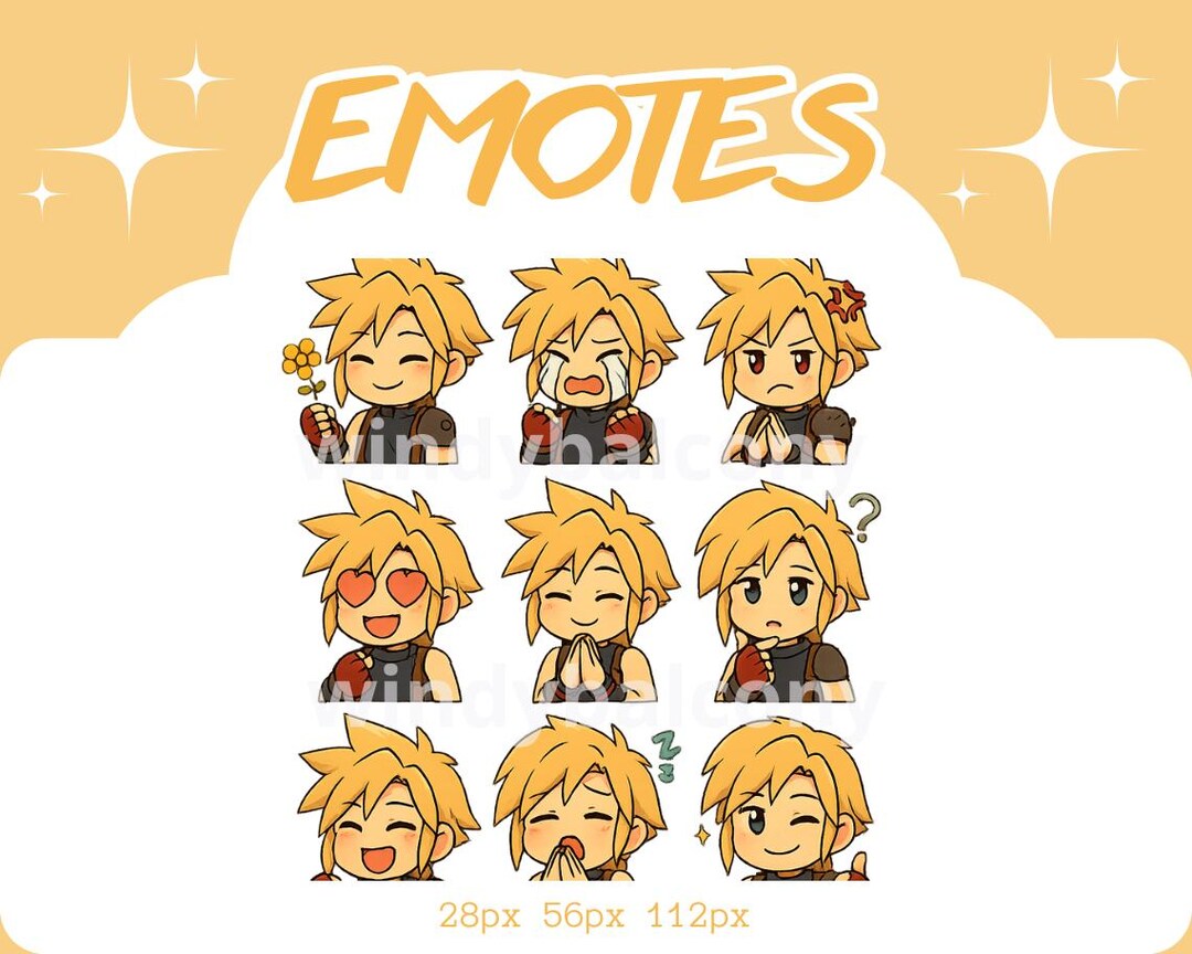 MEGA EMOTE PACK Final Fantasy Rebirth Cloud Tifa Aerith Barret Chibi ...