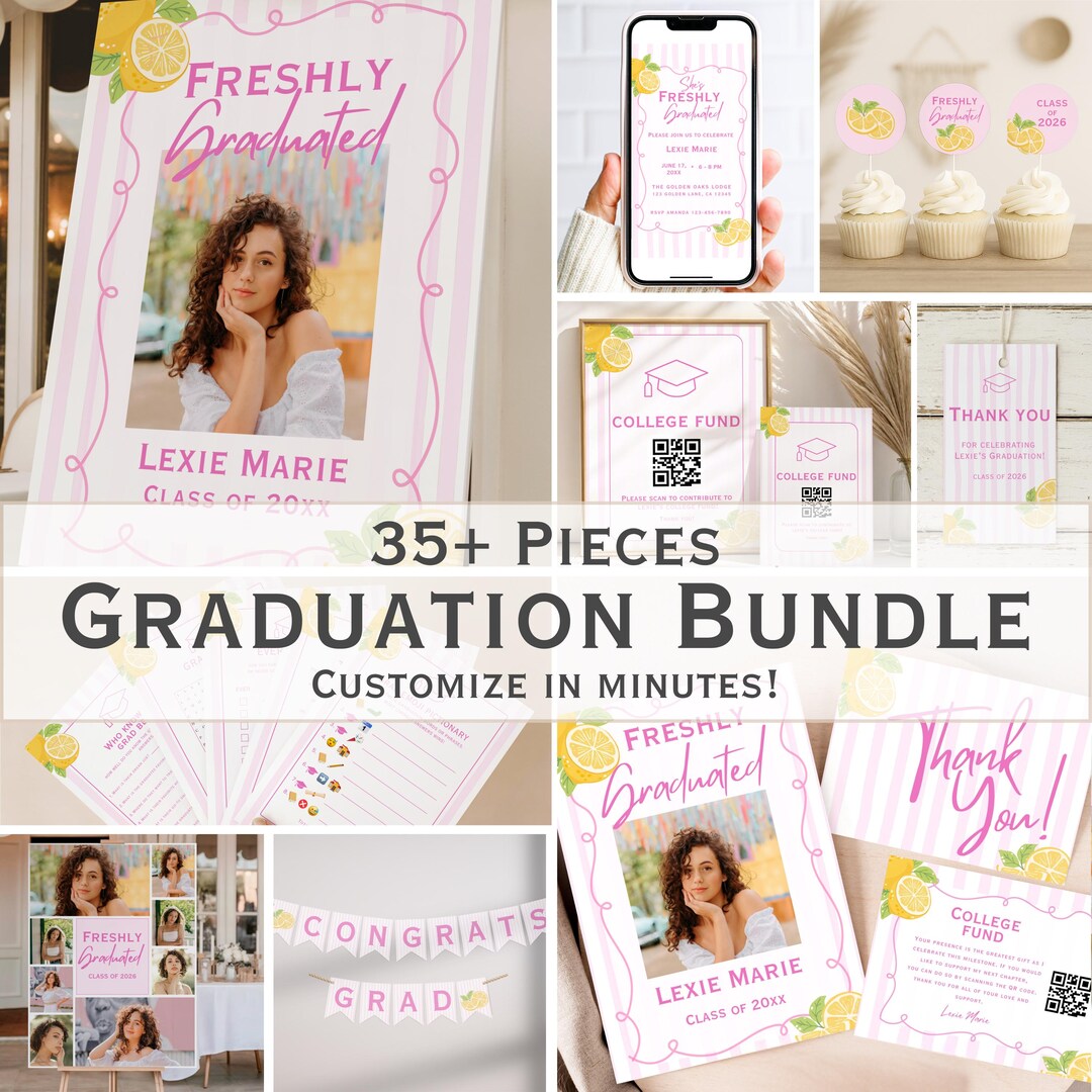 Modern Graduation Bundle, Graduation Party Bundle, Freshly Graduated ...