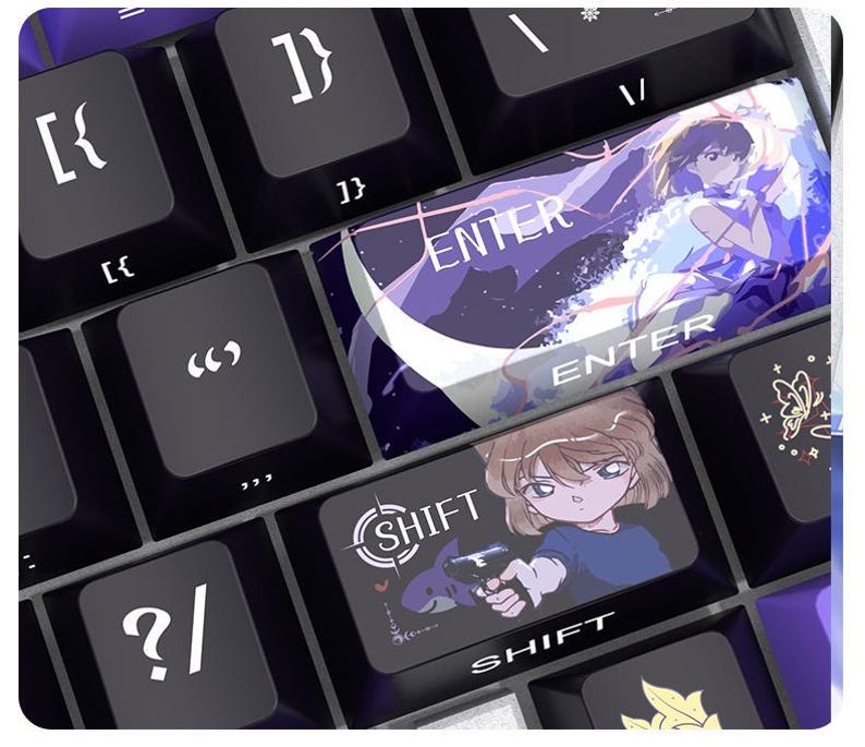 Ai Haibara Side Print Keycap Set, Full Set Dye-sublimated Shine-through ...