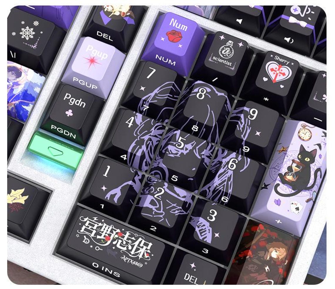 Ai Haibara Side Print Keycap Set, Full Set Dye-sublimated Shine-through ...