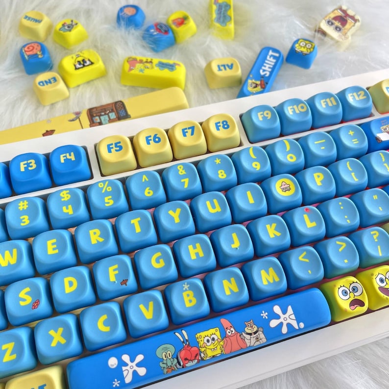 Spongebob Squarepants Keycap Set, PBT & MOA Profile ,129/135 Pcs, Anime ...