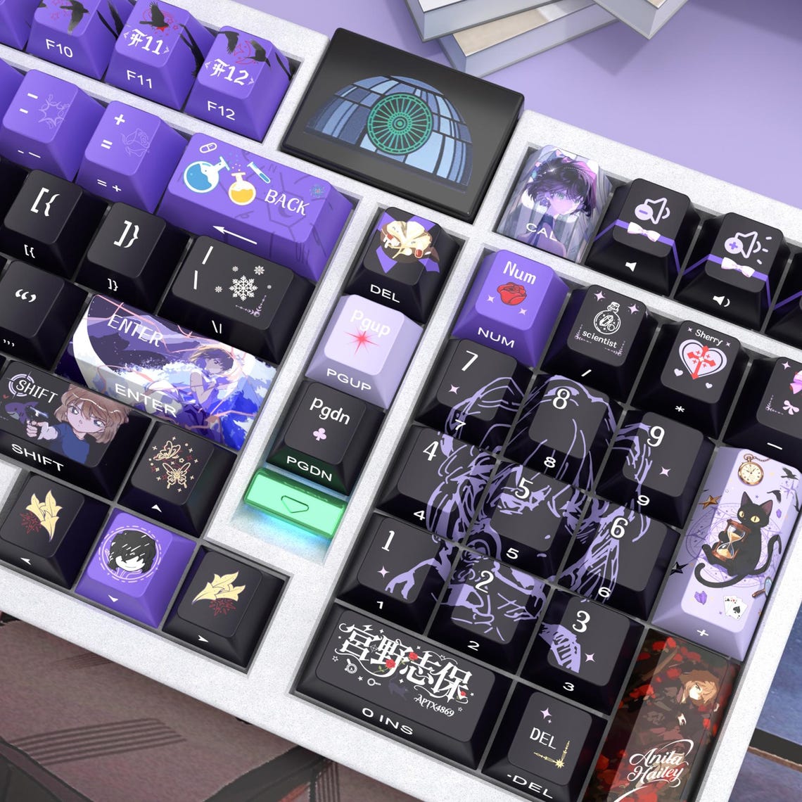 Ai Haibara Side Print Keycap Set, Full Set Dye-sublimated Shine-through ...