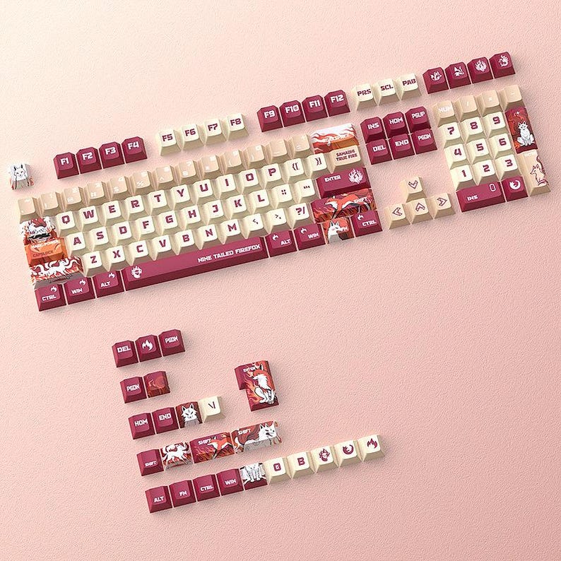 Nine-tailed Fox Keycap Set, Kitsune Theme Dye-sublimated PBT Cherry ...