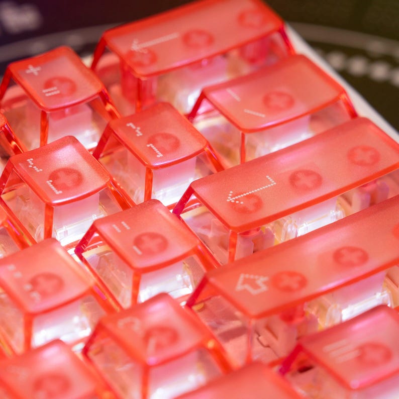 Pixel Style Frosted PC Keycap Set, Transparent Front-legend Shine ...