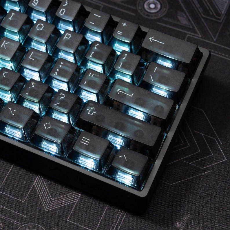 Pixel Style Frosted PC Keycap Set, Transparent Front-legend Shine ...
