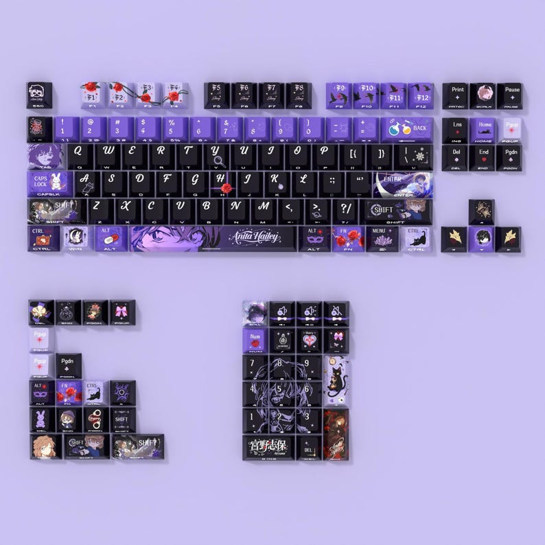 Ai Haibara Side Print Keycap Set, Full Set Dye-sublimated Shine-through ...