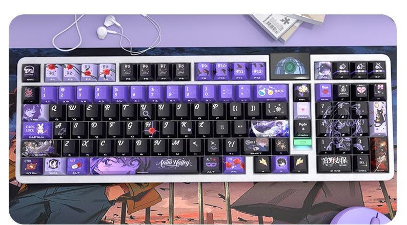 Ai Haibara Side Print Keycap Set, Full Set Dye-sublimated Shine-through ...