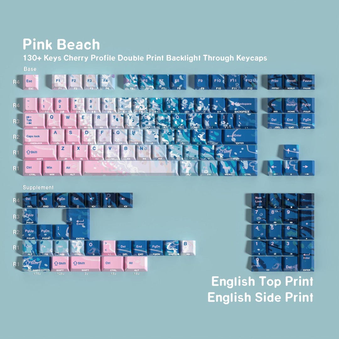 Pink Beach Double-shot Keycaps, Side Shine-through,cherry Profile 130 ...