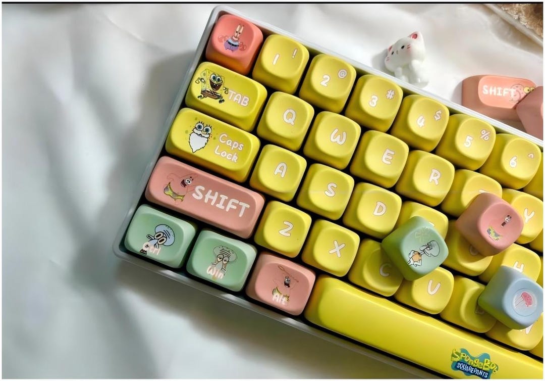 Spongebob Keycap Set, MOA78 Keys, Anime Cartoon Keycaps for Mechanical ...