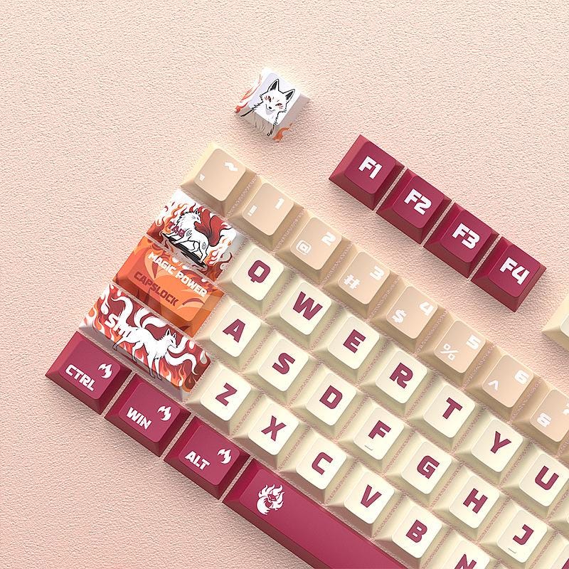 Nine-tailed Fox Keycap Set, Kitsune Theme Dye-sublimated PBT Cherry ...