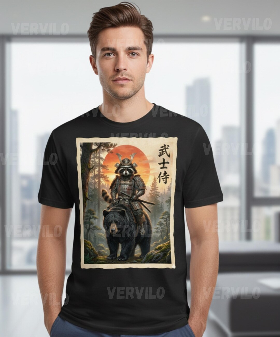 Funny Raccoon Japanese Art PNG: Cute Trash Panda Samurai Illustration ...