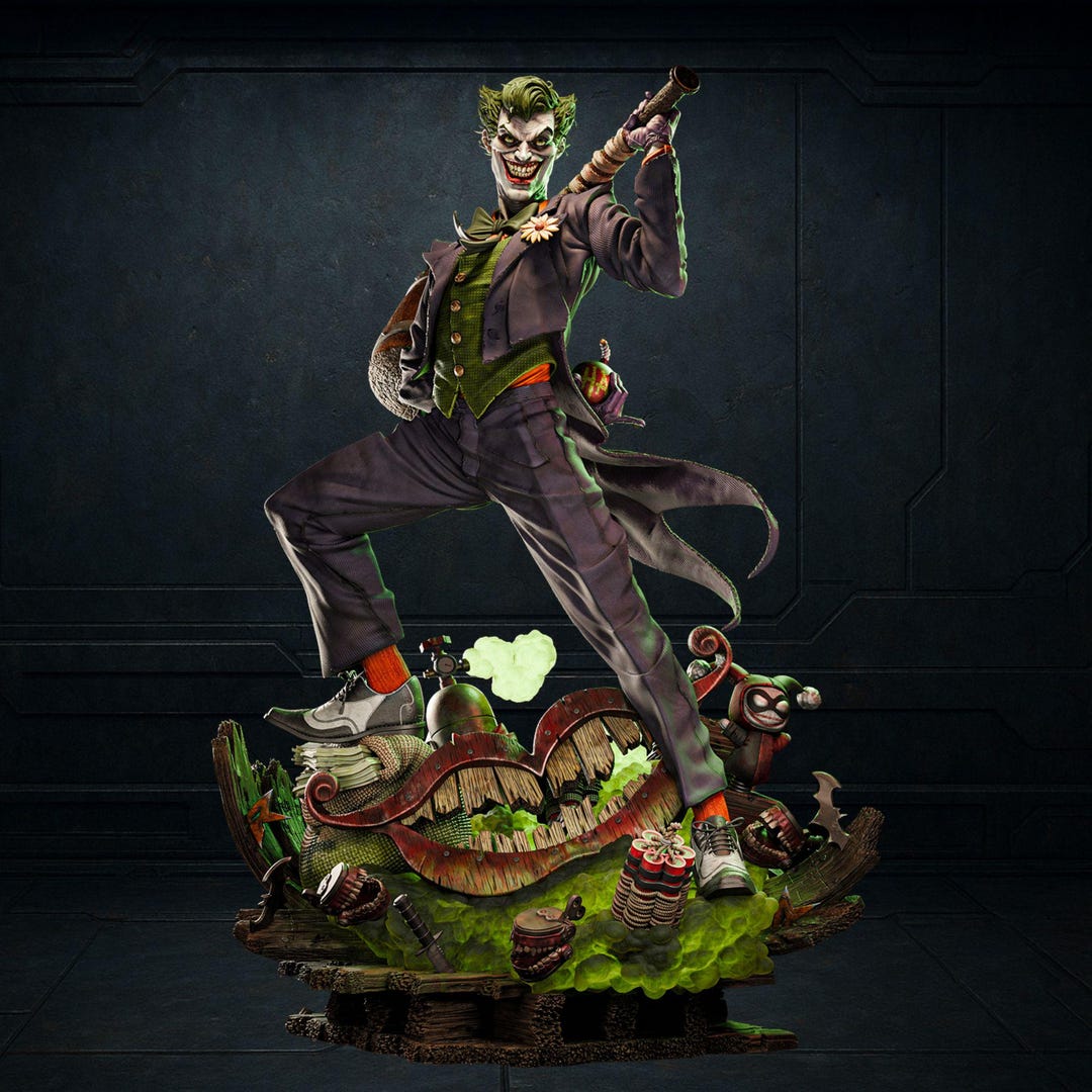 Joker Fanart Statue + Bust STL | Laughing Villain, Carnival Base (3D ...