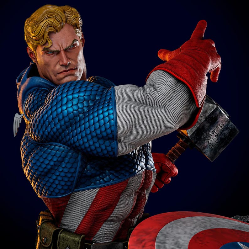 Captain America Vs Mecha STL Statue | 1/6 Scale Diorama (3D Print File ...
