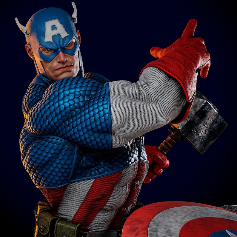 Captain America Vs Mecha STL Statue | 1/6 Scale Diorama (3D Print File ...