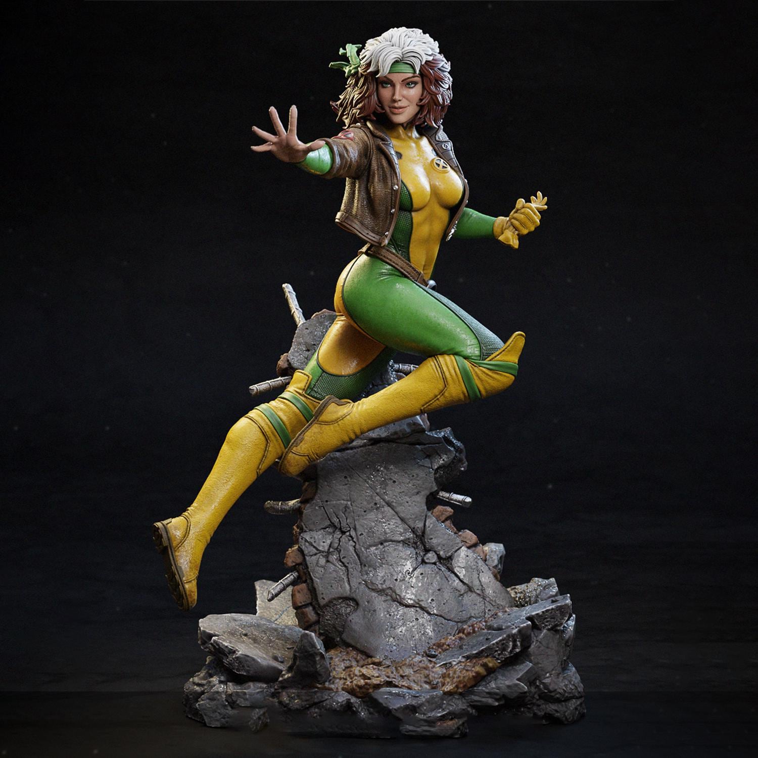 Rogue Fanart STL Statue + Bust | 1/6 Scale | Flying Energy Attack Pose ...
