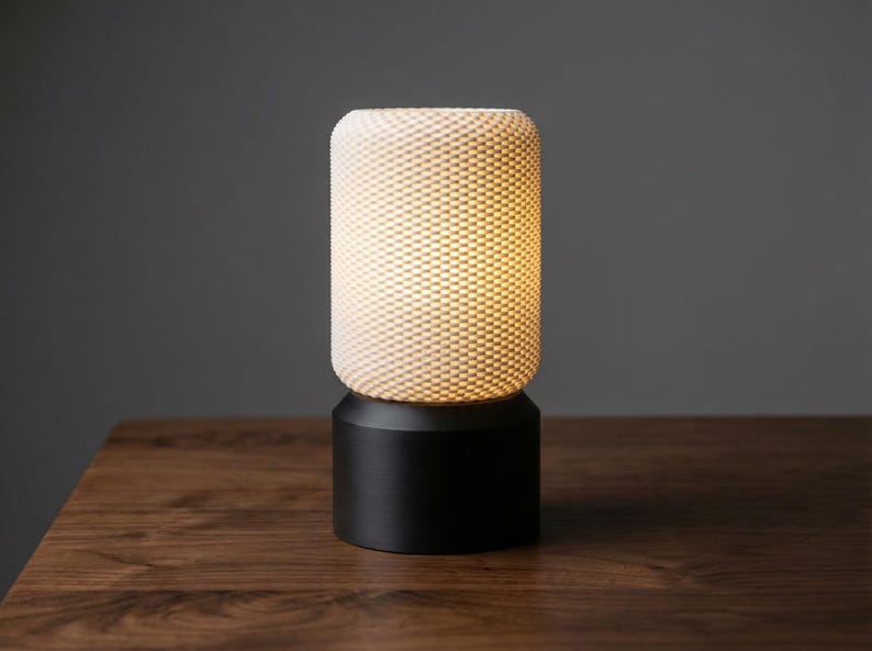 Small Textured Lamp | AURA Compact | 5 Base, 2 Shade Colors | E14 Leds ...