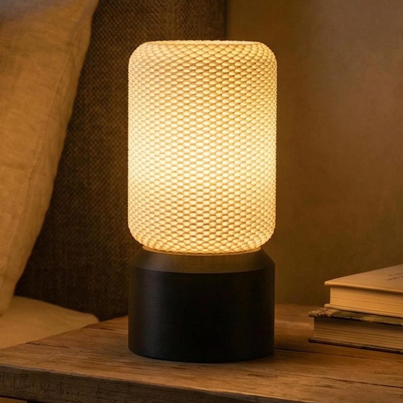 Small Textured Lamp | AURA Compact | 5 Base, 2 Shade Colors | E14 Leds ...