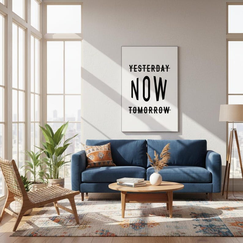Yesterday NOW Tomorrow Print– Mindfulness Poster – Stoic Motivational ...