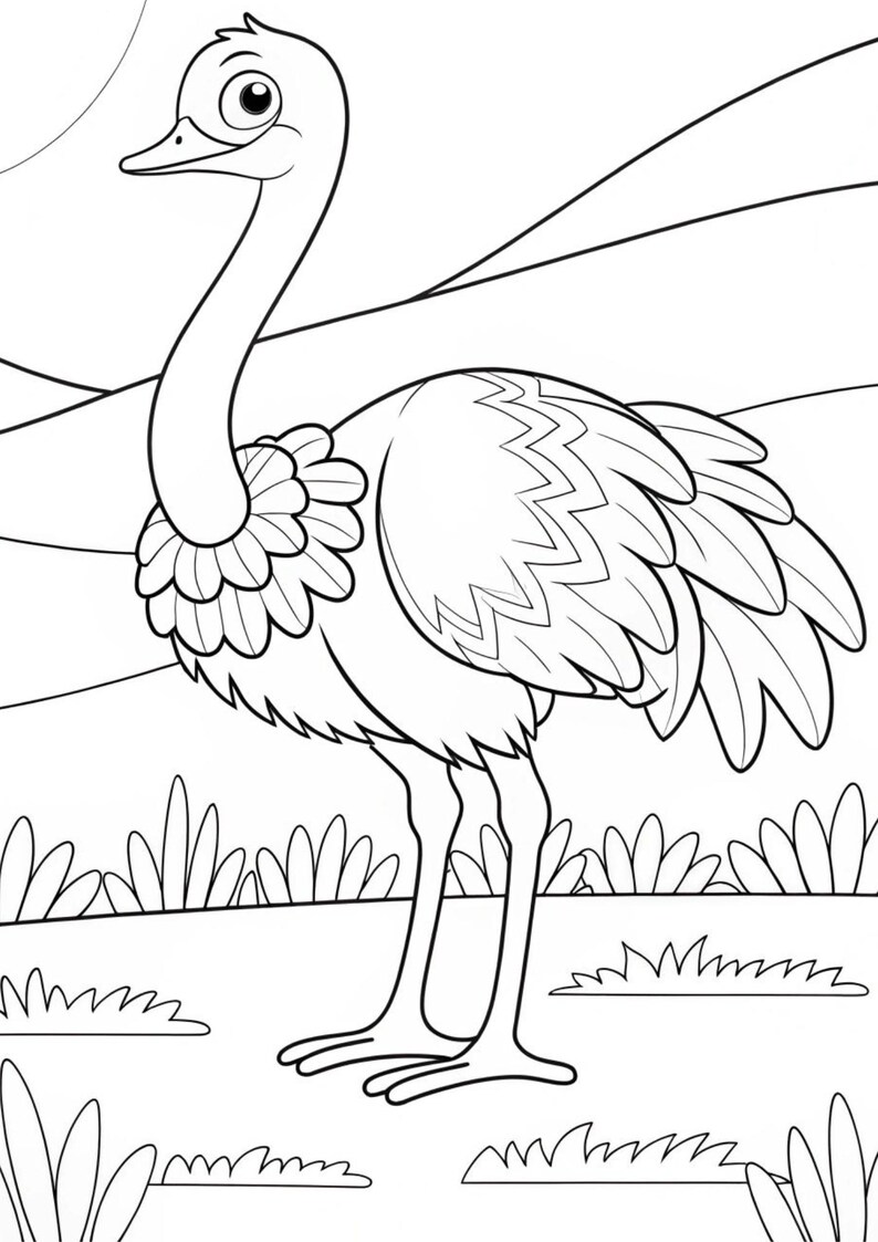 Ostrich Coloring Pages for Kids | Printable Wildlife Coloring Book ...