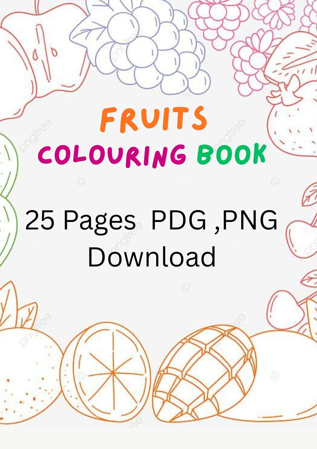 Fruits Digital Coloring Book | Printable Fruit Coloring Pages for Kids ...