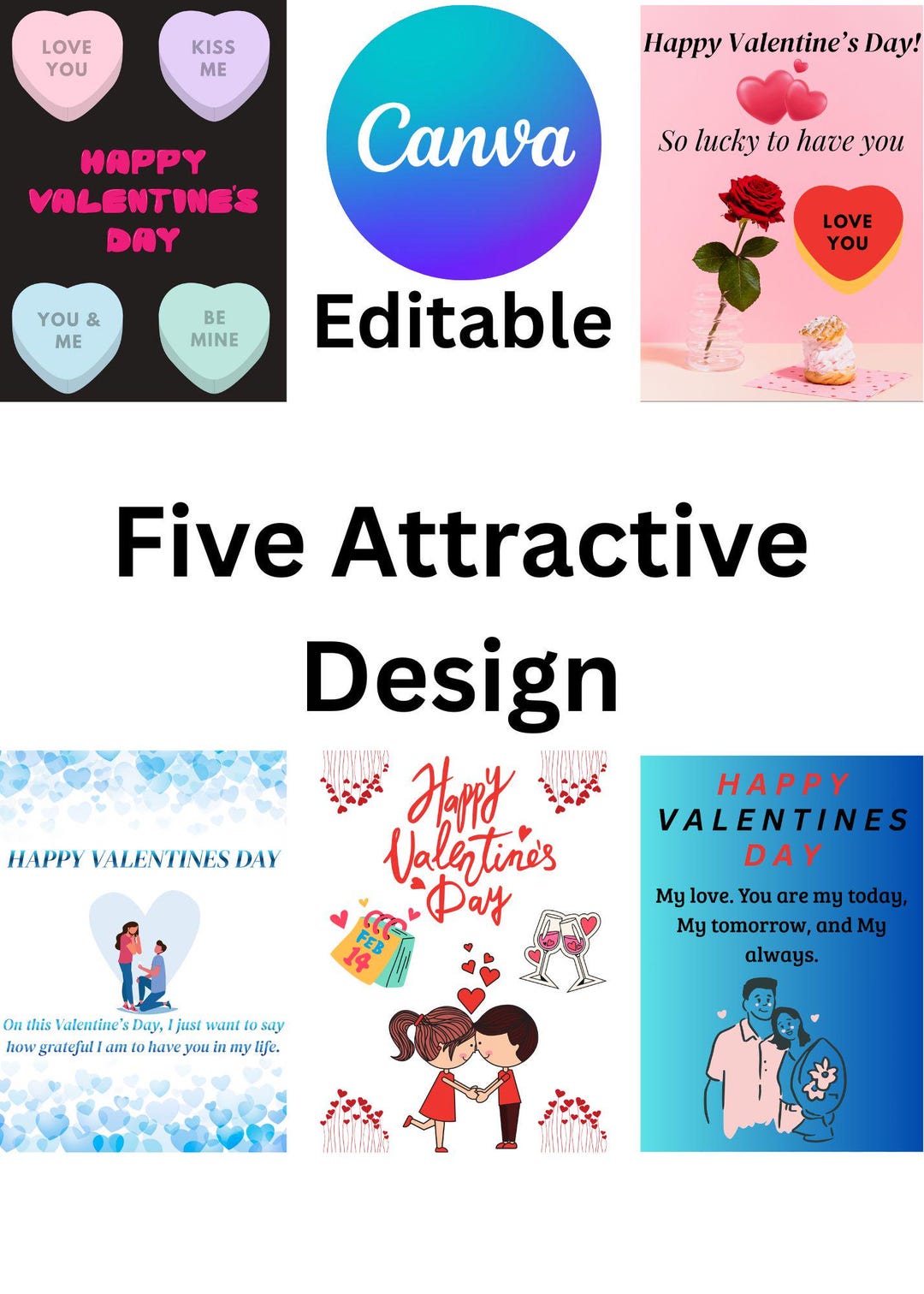 Editable Valentines Day Card Template | Canva, Social Media Post ...