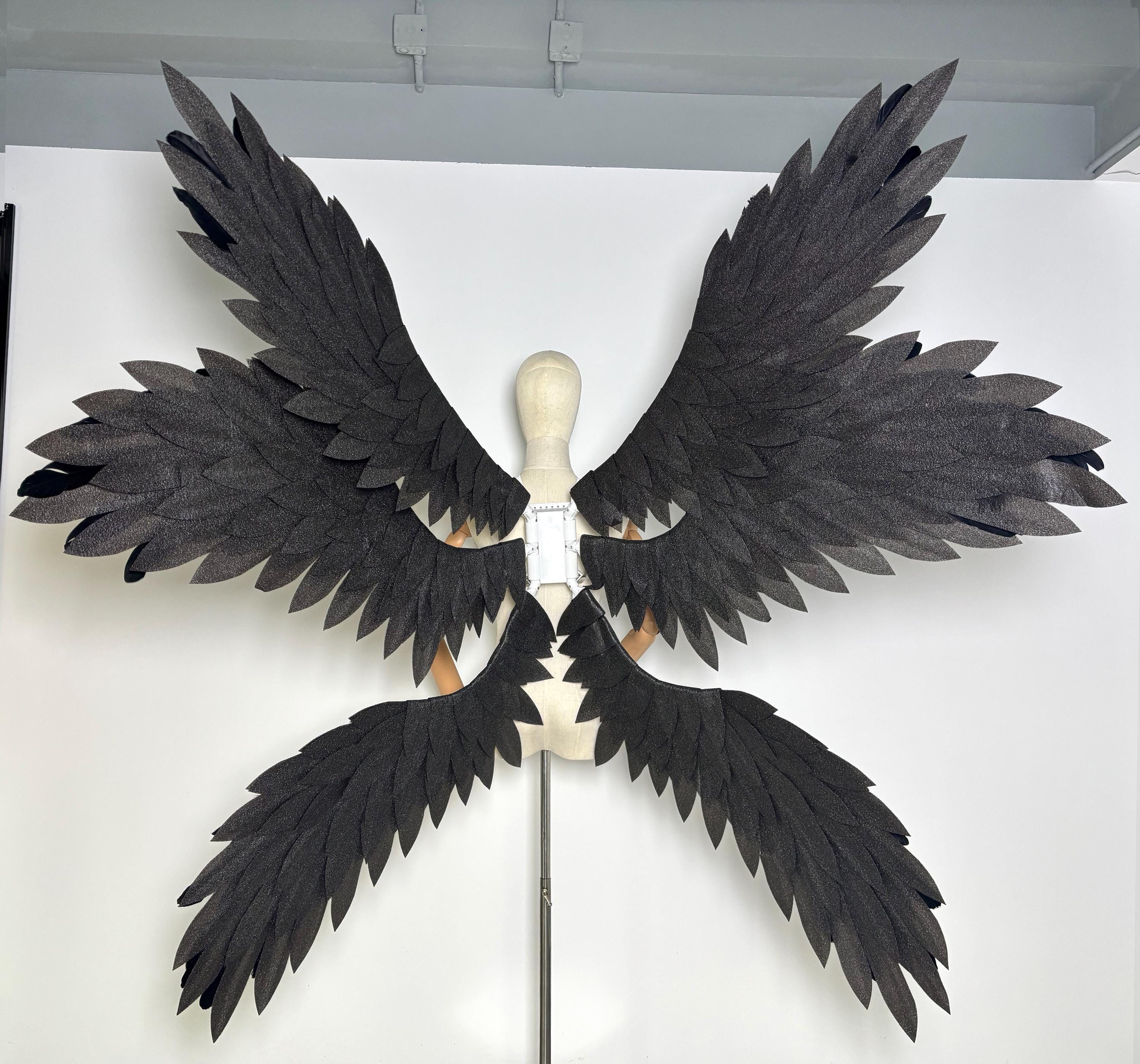 Handmade Black Electric Angel Wings, Six-wing Seraphim Costume, Dark ...