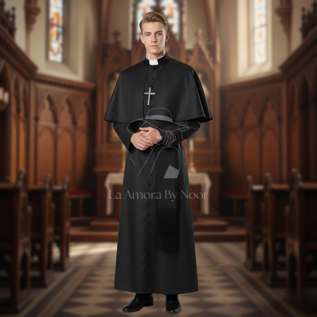 Custom Black Roman Cassock Traditional Priest Clergy Robe Catholic ...